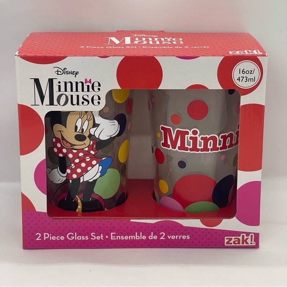 Zak! | Dining | Nib Zak Disney Minnie Mouse 2 Piece Colorful 6oz Glass ...